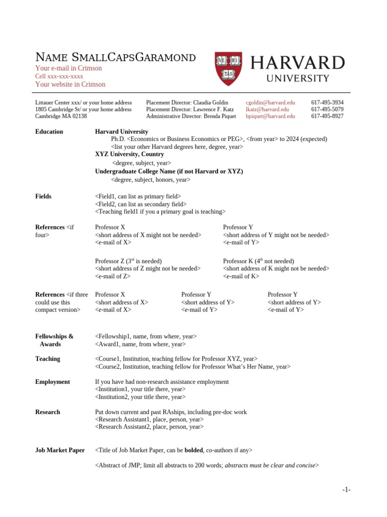 Cv Template 2023-24 | PDF | Academia