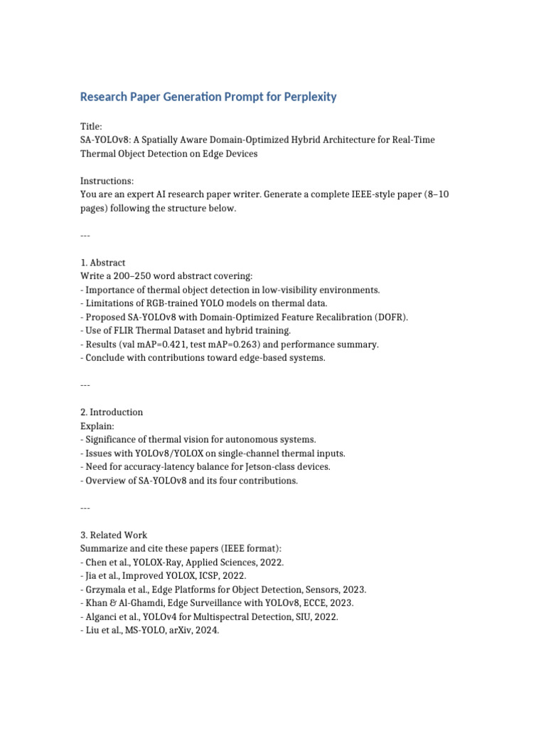 SA YOLOv8 Research Paper Prompt | PDF | Cognitive Science | Applied ...