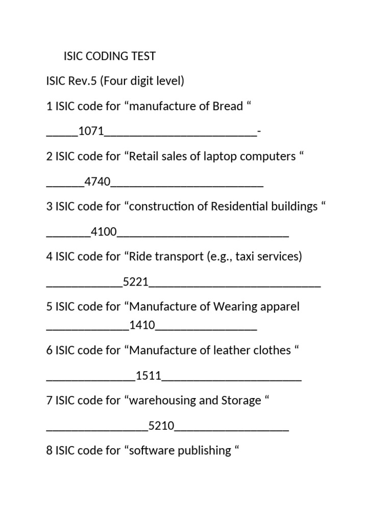 Erk - Isic Coding Test Answer | PDF
