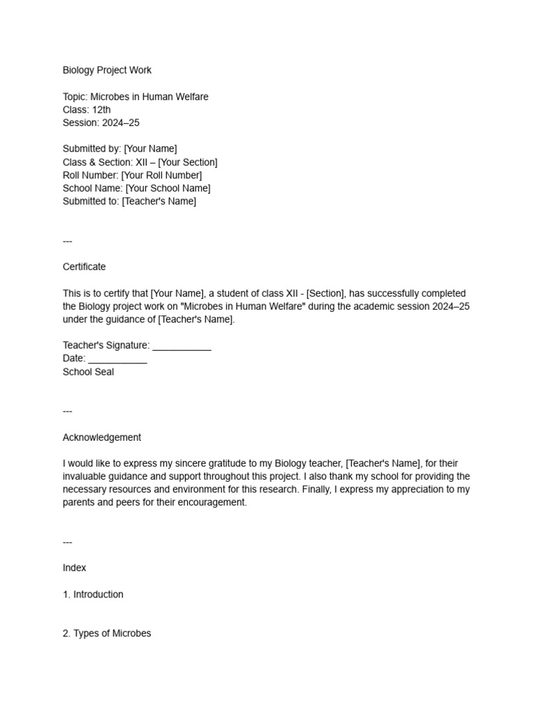 Biology Project Work | PDF | Microorganism | Compost