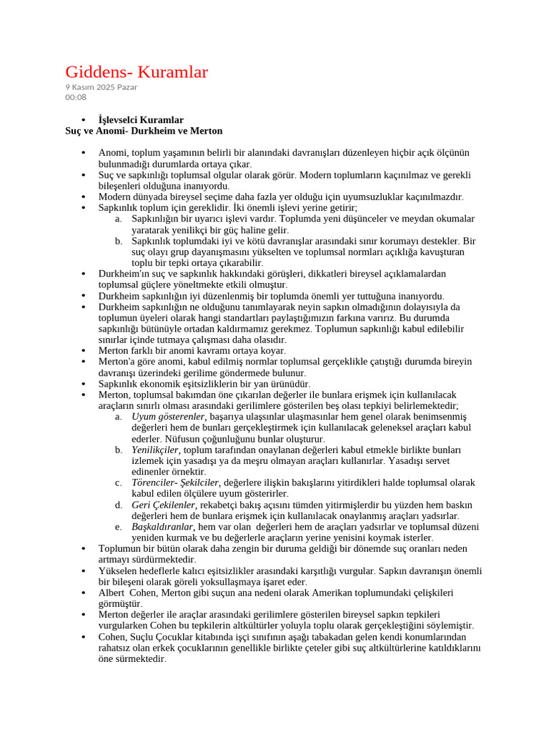 Giddens Kuramlar | PDF