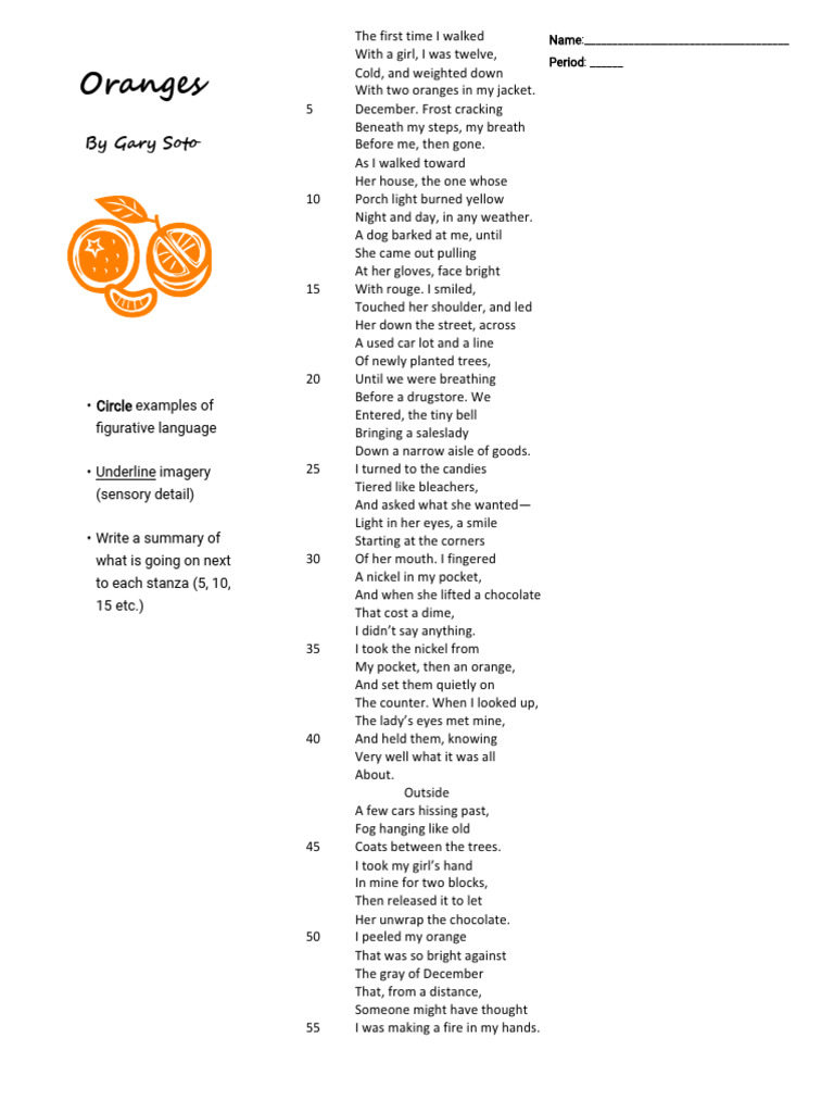 Oranges by Gary Soto | PDF