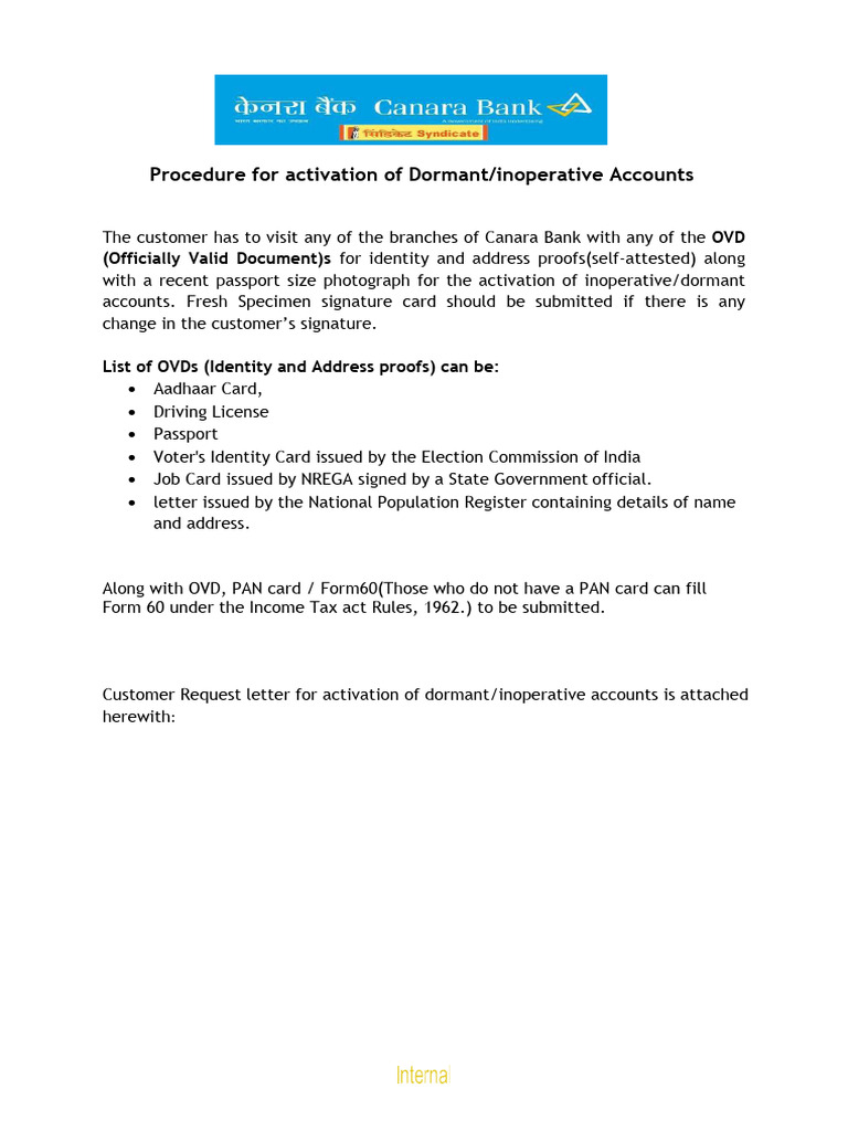 Dormant Account Activation Procedure Form | PDF | Government And Personhood | Access Control