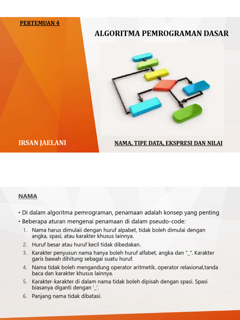 Algoritma Materi PERTEMUAN 4 - Variabel Dan Tipe Data | PDF