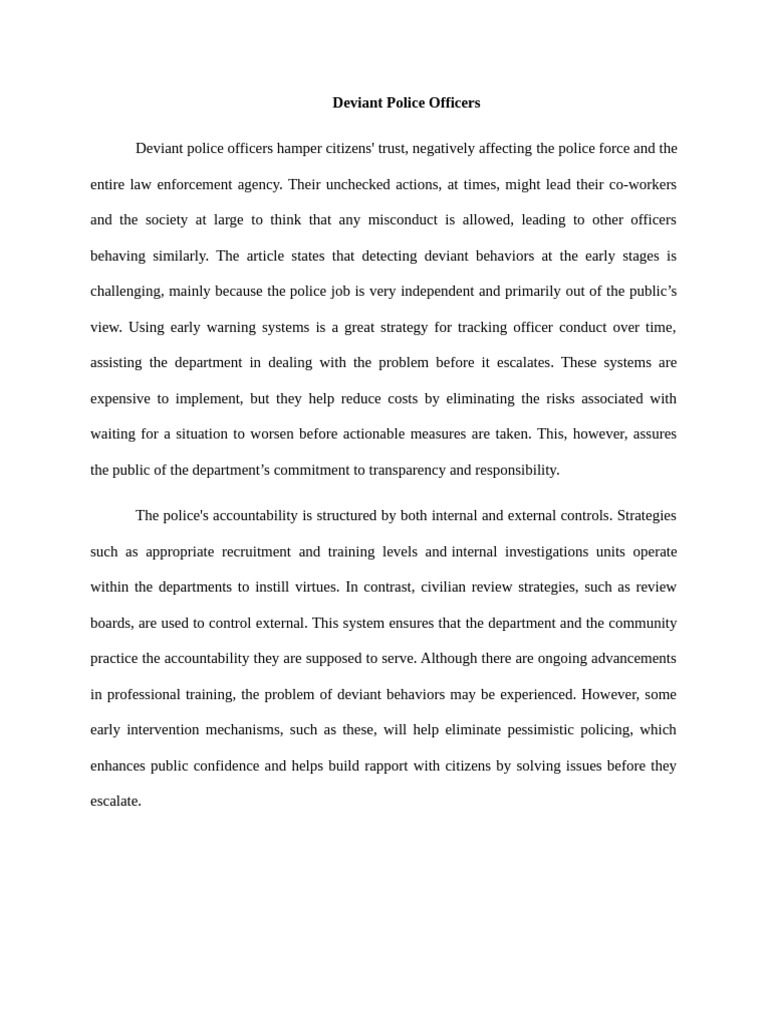 Addressing Deviant Police Behavior | PDF