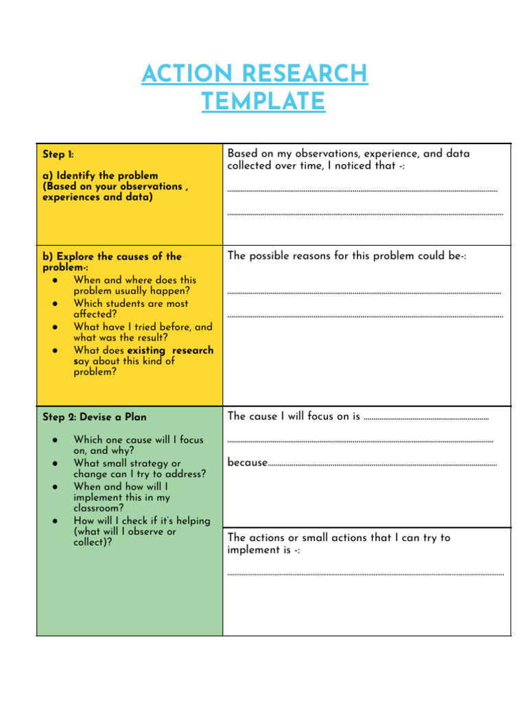 Action Research Template | PDF | Human Communication | Learning