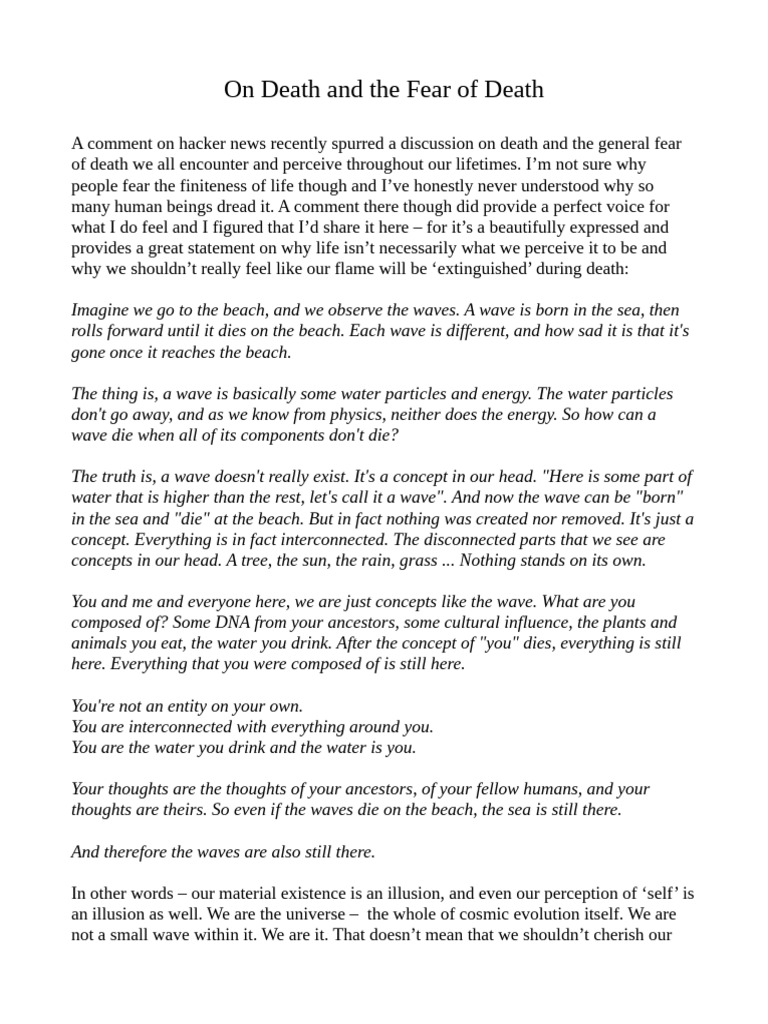On Death and The Fear of Death | PDF | Waves | Universe