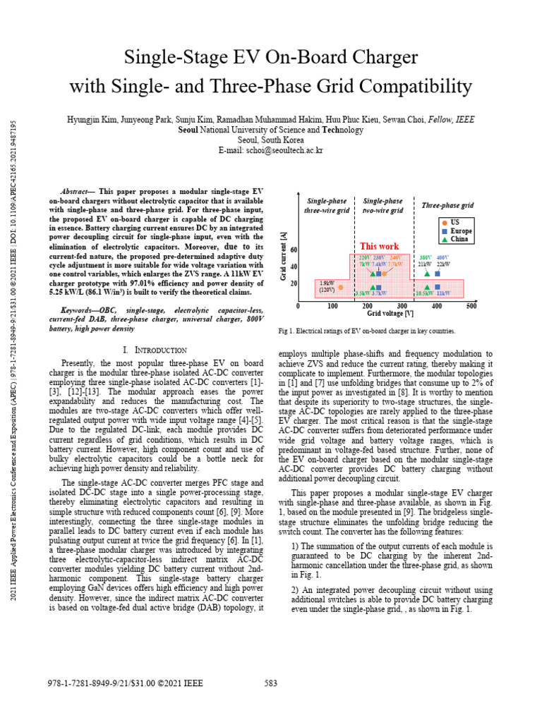 Single-Stage Acdc Converter For Obc Using New Topology | PDF ...