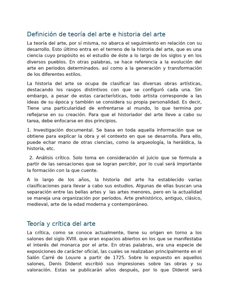 Definición de Teoría Del Arte e Historia Del Arte | PDF | Historia del ...