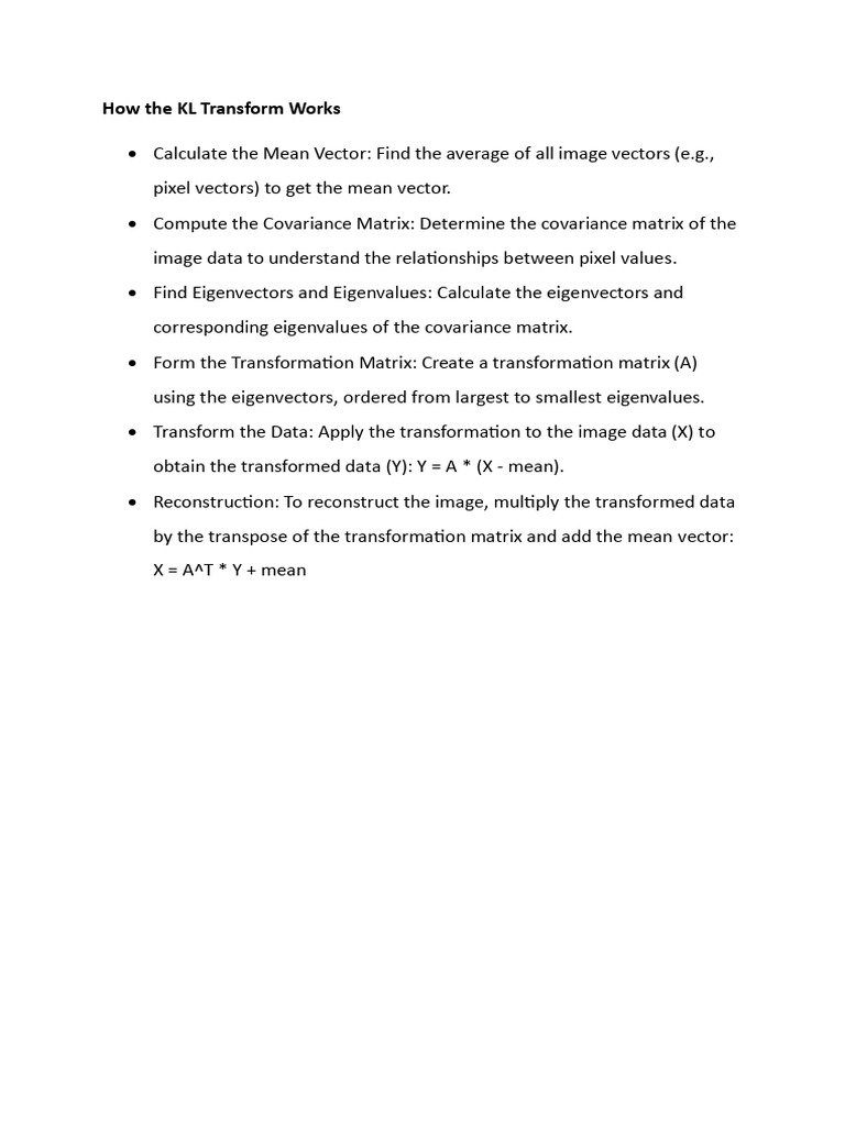 How The KL Transform Works | PDF