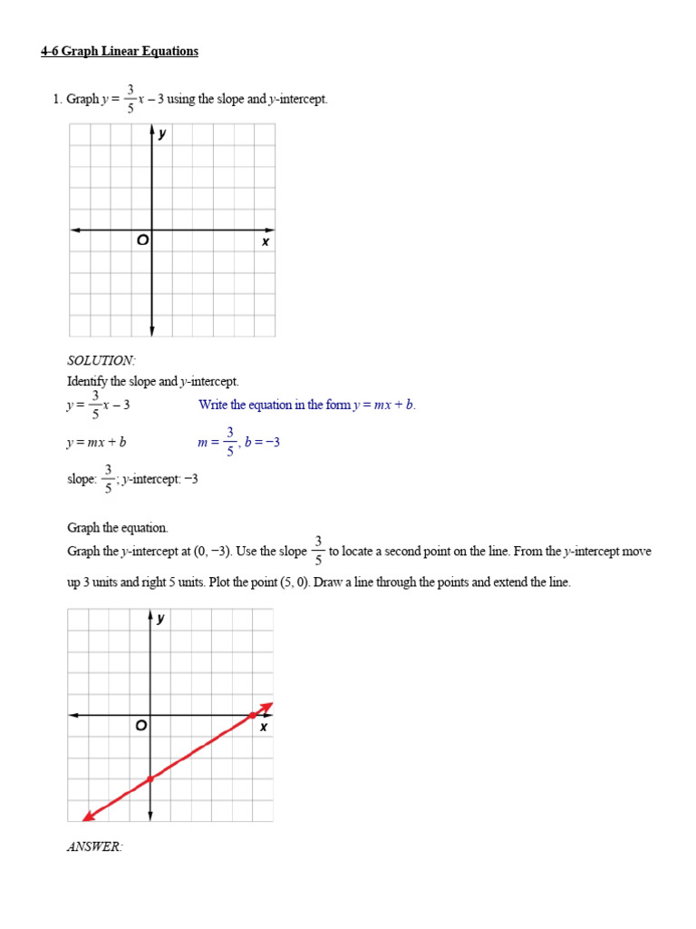 4 6 Graph Linear Equations | PDF