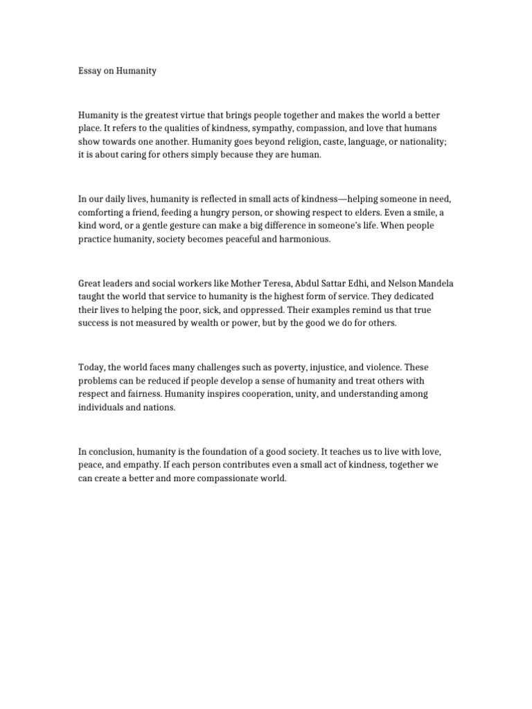 The Importance of Humanity in Society | PDF