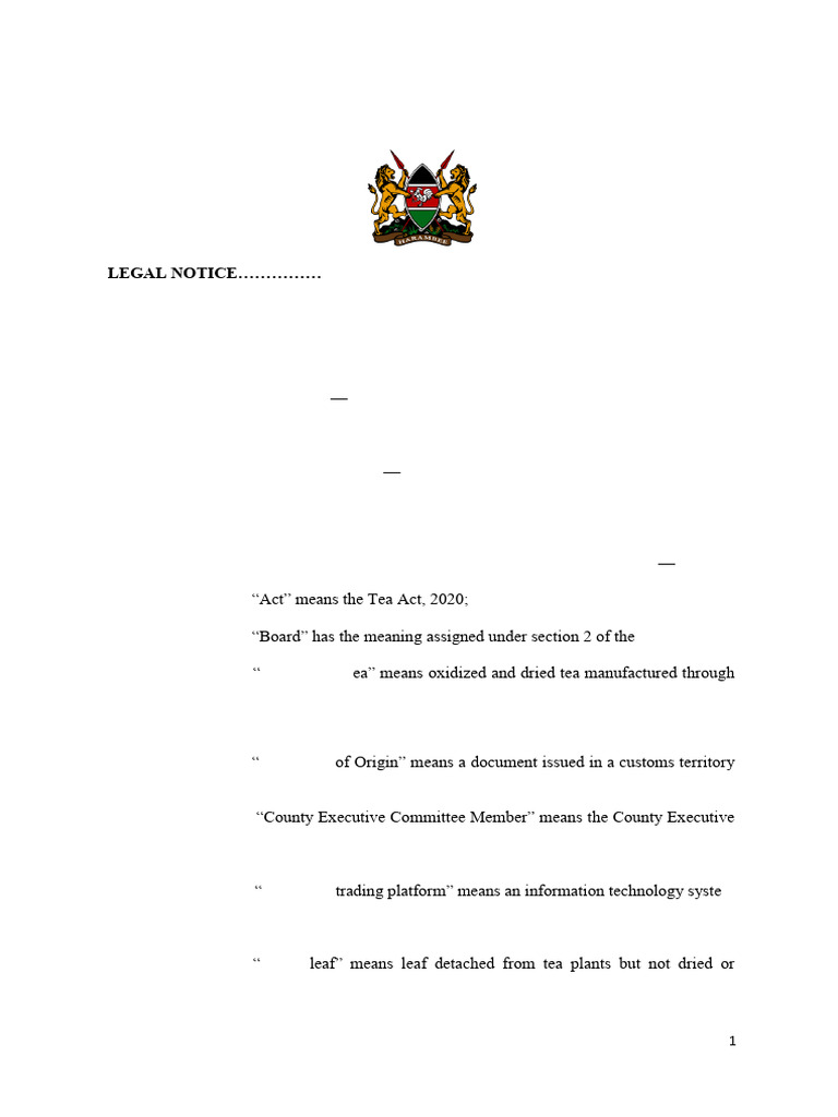 Tea Registation and Licensing Regulations 2025 | PDF | Fine (Penalty ...