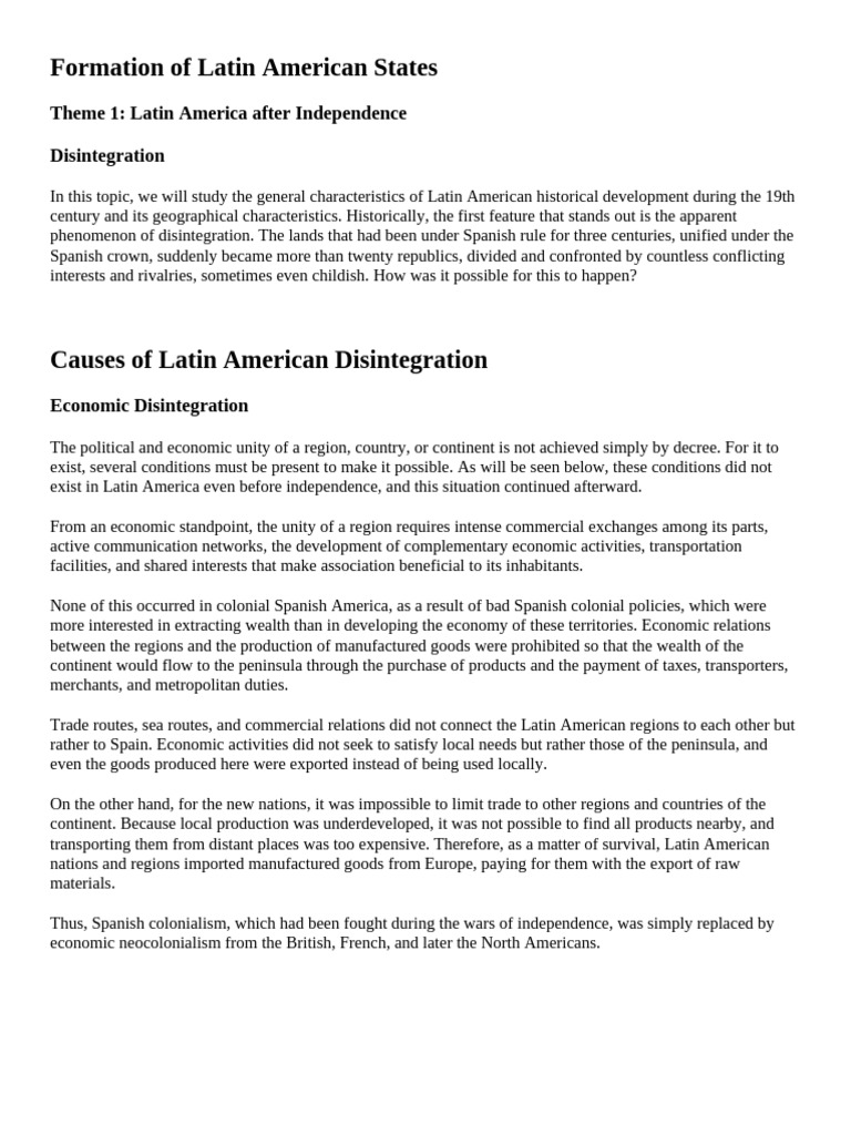 Formation of Latin American States | PDF | Spain | Economies