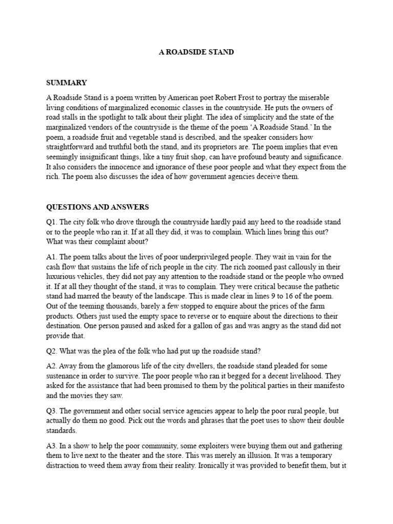 The Plight of Rural Vendors in Frost's Poem | PDF