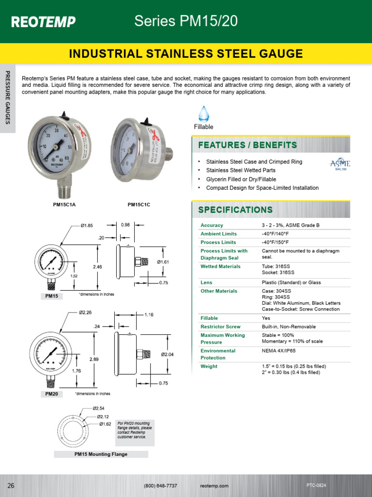 PM15 20 Stainless Steel Gauge PTC 0824 | PDF | Electrical Connector ...