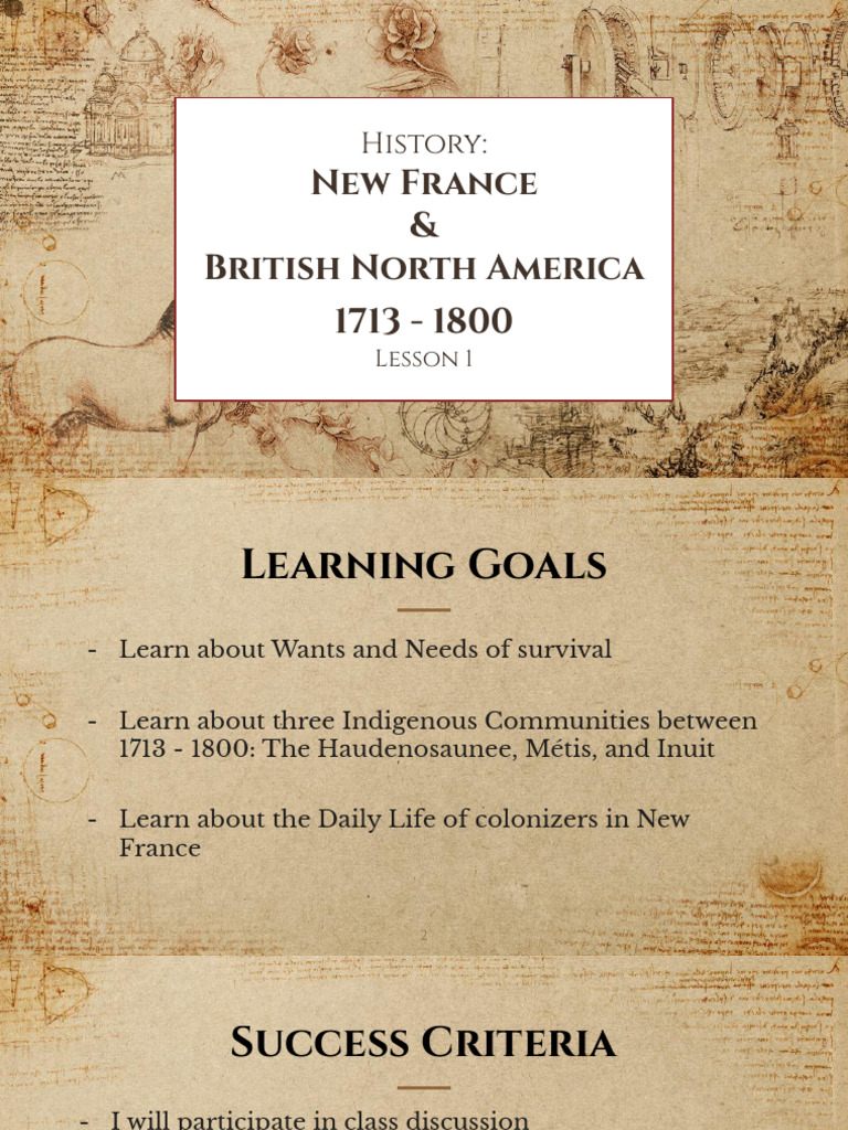 Grade 7 - History New France & British North America 1713 - 1800 Lesson ...