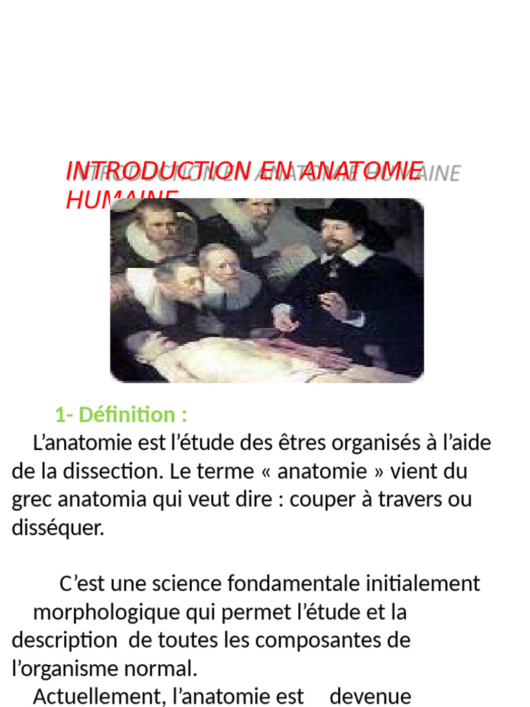 Introduction à l'Anatomie Humaine | PDF | Système de référence en ...