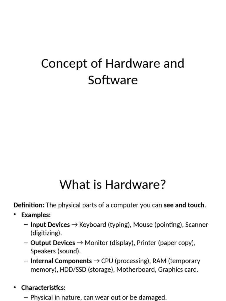 M2 U1 Concept of Hardware and Software | PDF | Computer Hardware | Operating System
