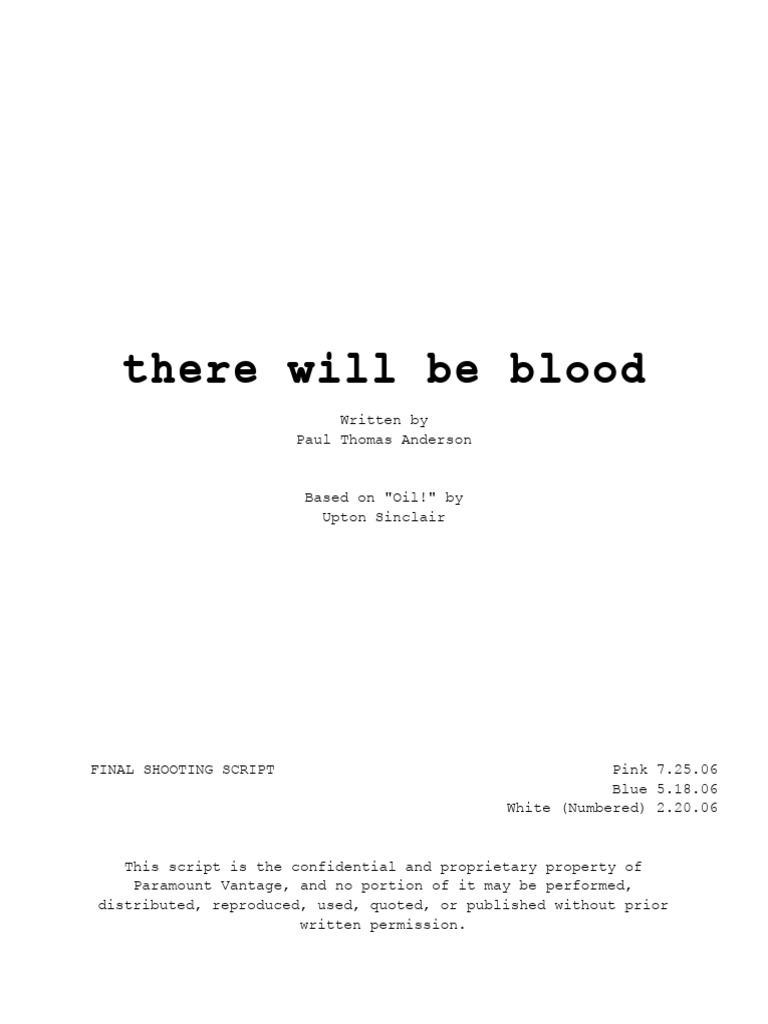 There Will Be Blood Script | PDF