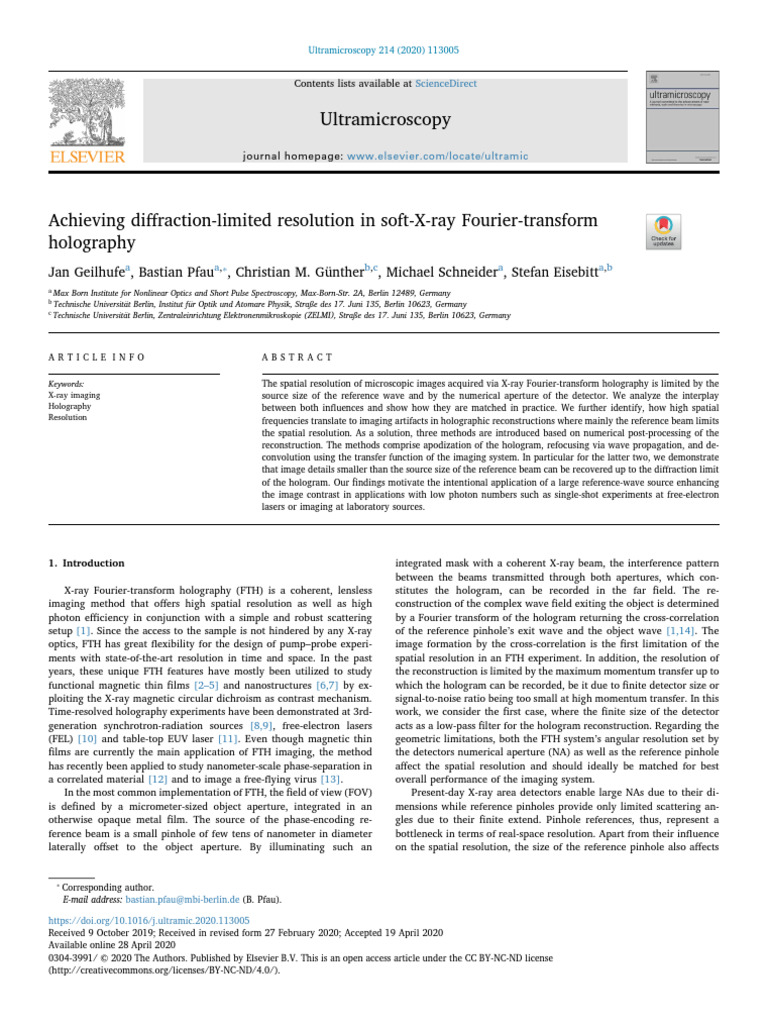 Achieving Diffraction-Limited Resolution in Soft-X-Ray Fourier ...
