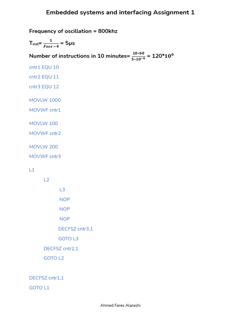 Embedded Systems Assignment Overview | PDF