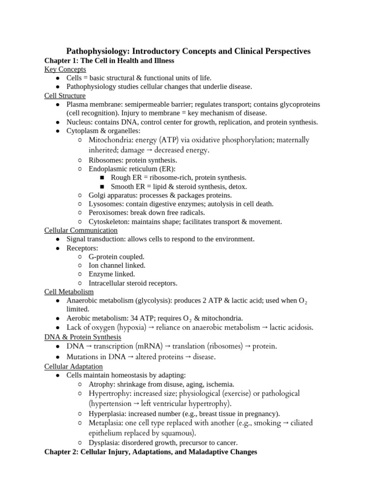 Pathophysiology Textbook Notes | PDF | Endoplasmic Reticulum | Stress ...