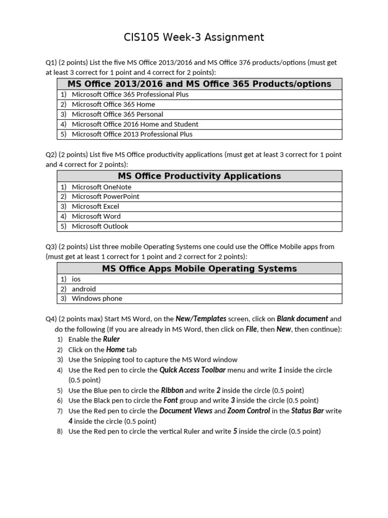 Week 3-Assignment CIS OER(1) 1 | PDF | Microsoft Office | Computing Platforms
