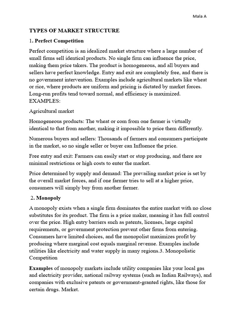 Types of Market Structure | PDF | Monopoly | Perfect Competition