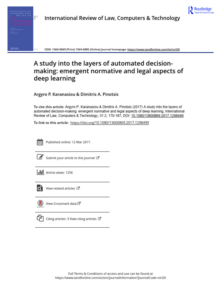 A Study Into the Layers of Automated Decision Making Emergent Normative and Legal Aspects of ...