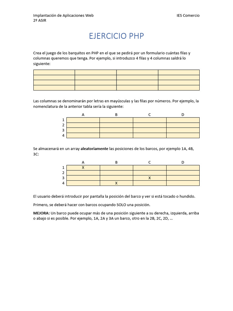 Ejercicio PHP Barcos | PDF