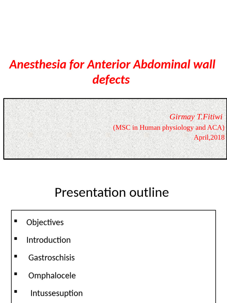 Anesthesia for Abdominal Wall Defects | PDF | Lung | Thorax