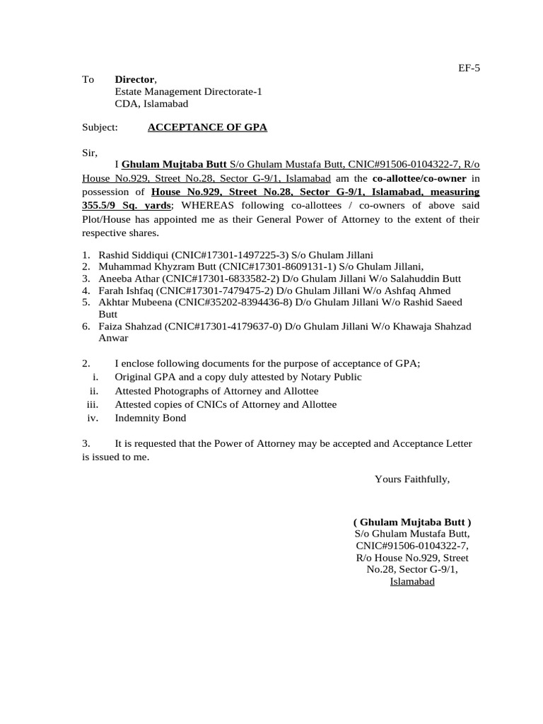 Application for GPA Acceptance CDA | PDF | Common Law