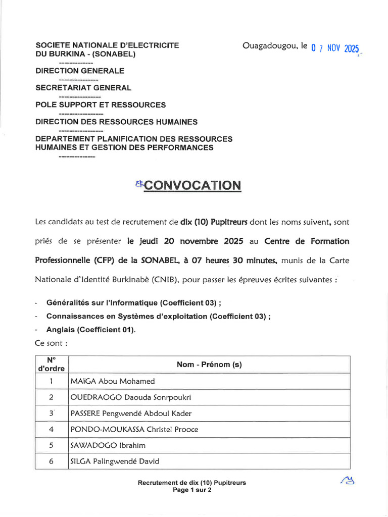 Convocation Les Candidat - 001 | PDF
