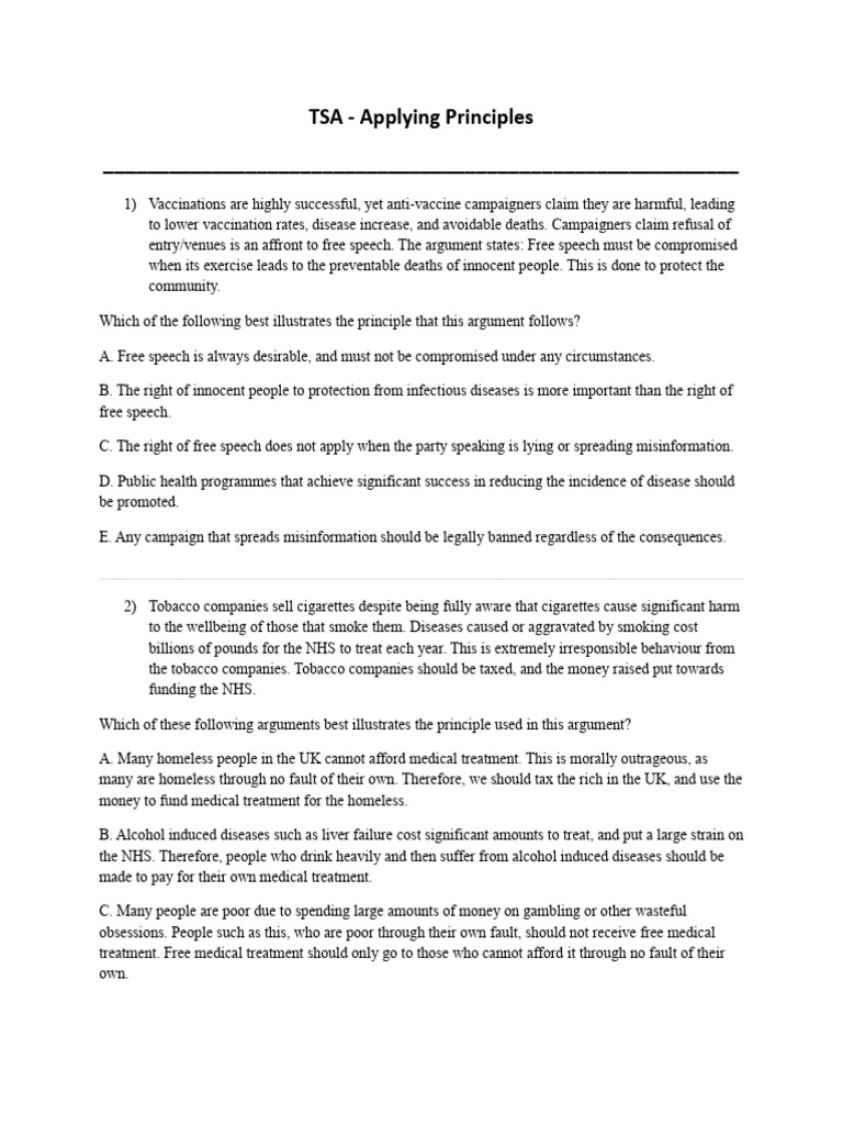 TSA Worksheet 6 - Identifying Principles | PDF | Crimes | Crime & Violence