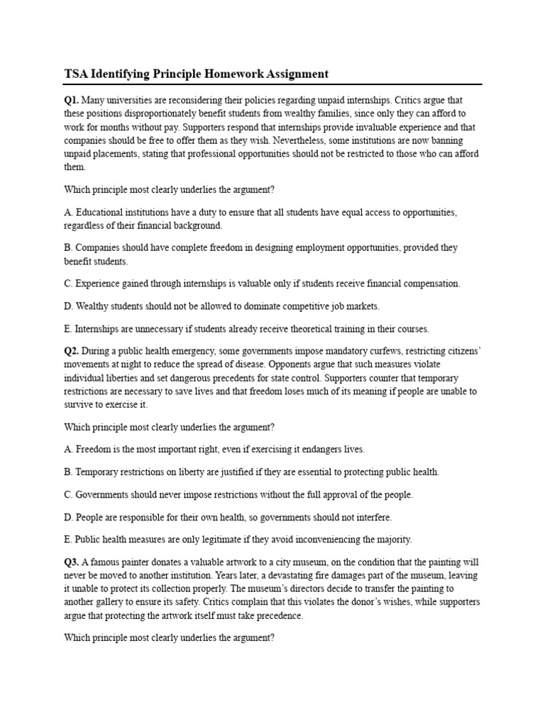 TSA Identifying Principle Homework Assignment | PDF | Privacy | Censorship