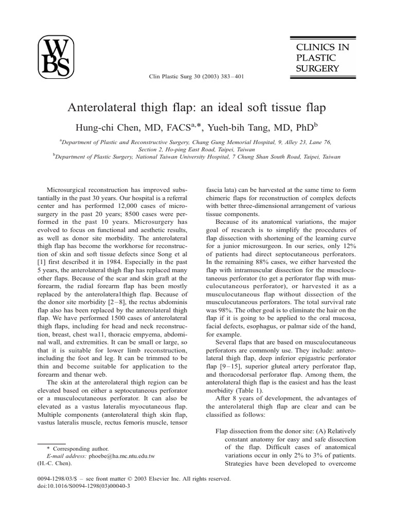 Anterolateral Thigh Flap An Ideal Soft Tissue Flap | PDF | Esophagus ...
