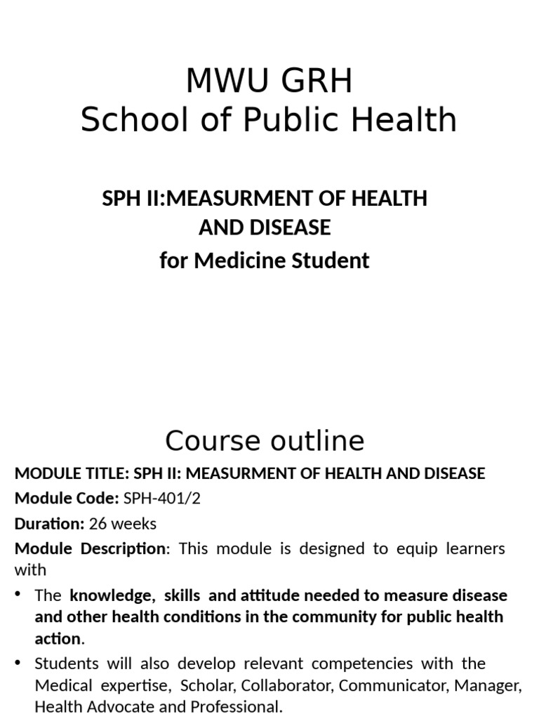 SPH II COurse Outline PPT | PDF | Epidemiology | Public Health