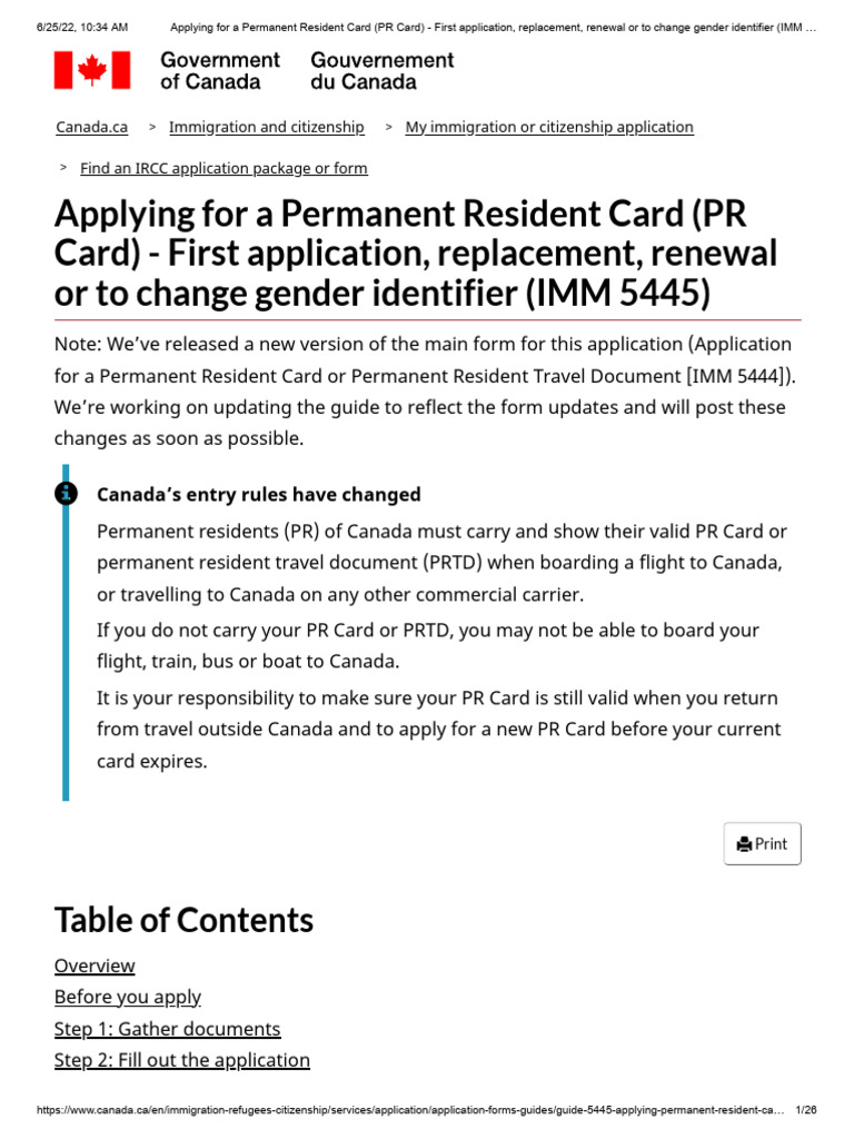 Apply for PR Card: First, Renewal, Change | PDF | Government And Personhood