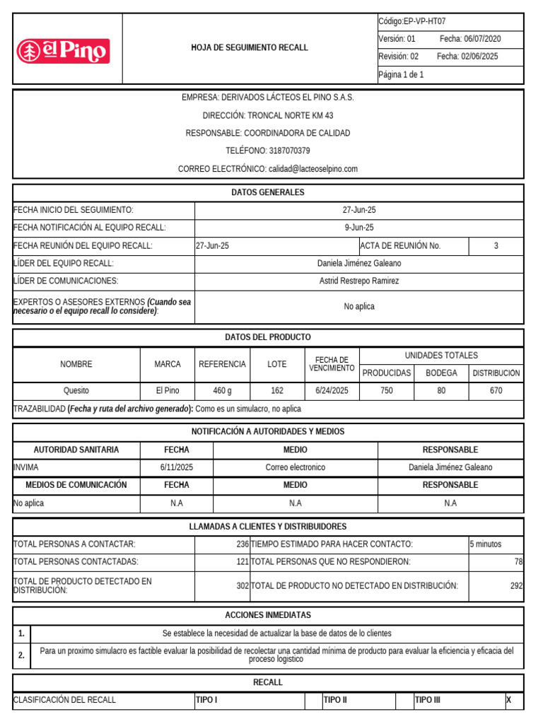 EP-VP-HT07 Hoja Seguimiento Recall | PDF | Informática