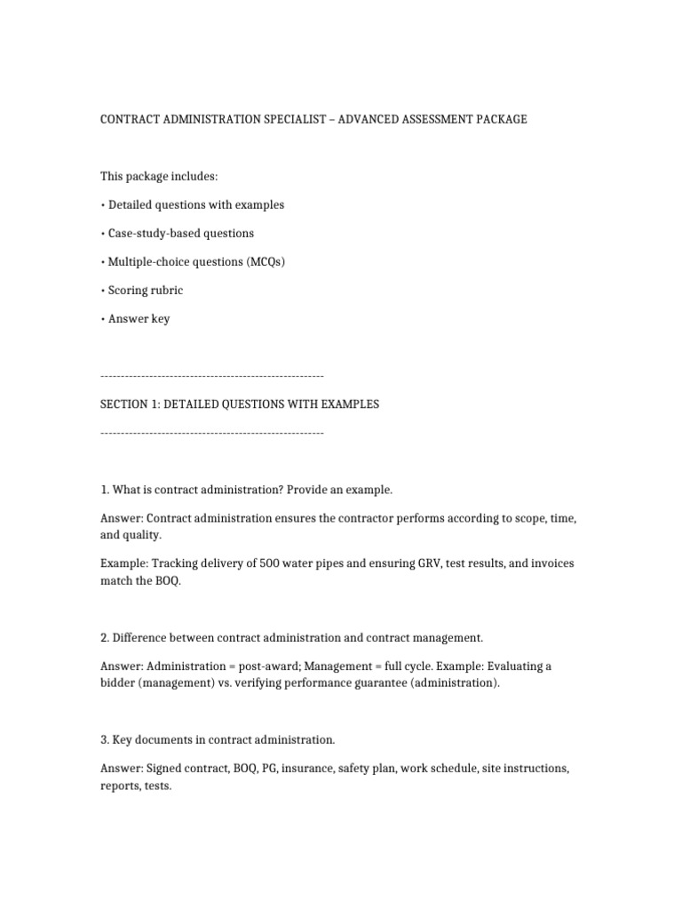 Advanced Contract Administration Assessment | PDF | Business