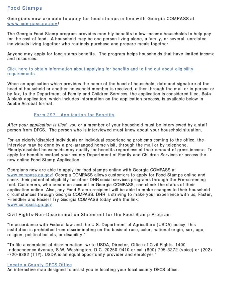 Apply for Georgia Food Stamps Online | PDF | Supplemental Nutrition ...