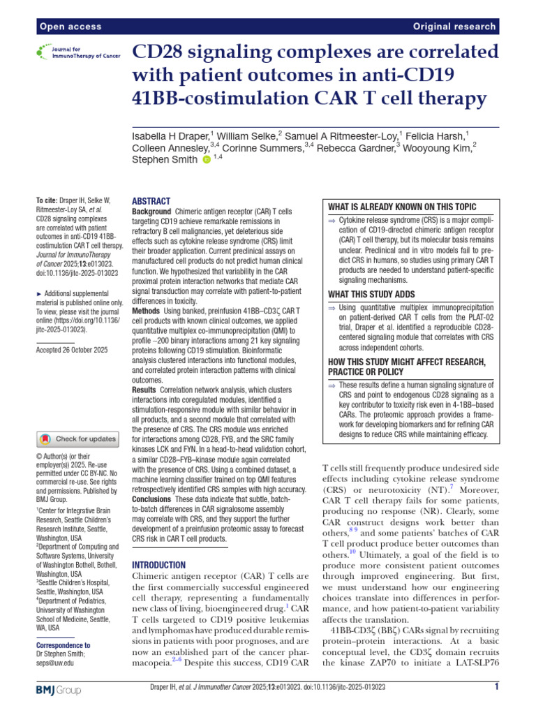 CD28 Signaling Complexes Are Correlated | PDF | T Cell | Cd4