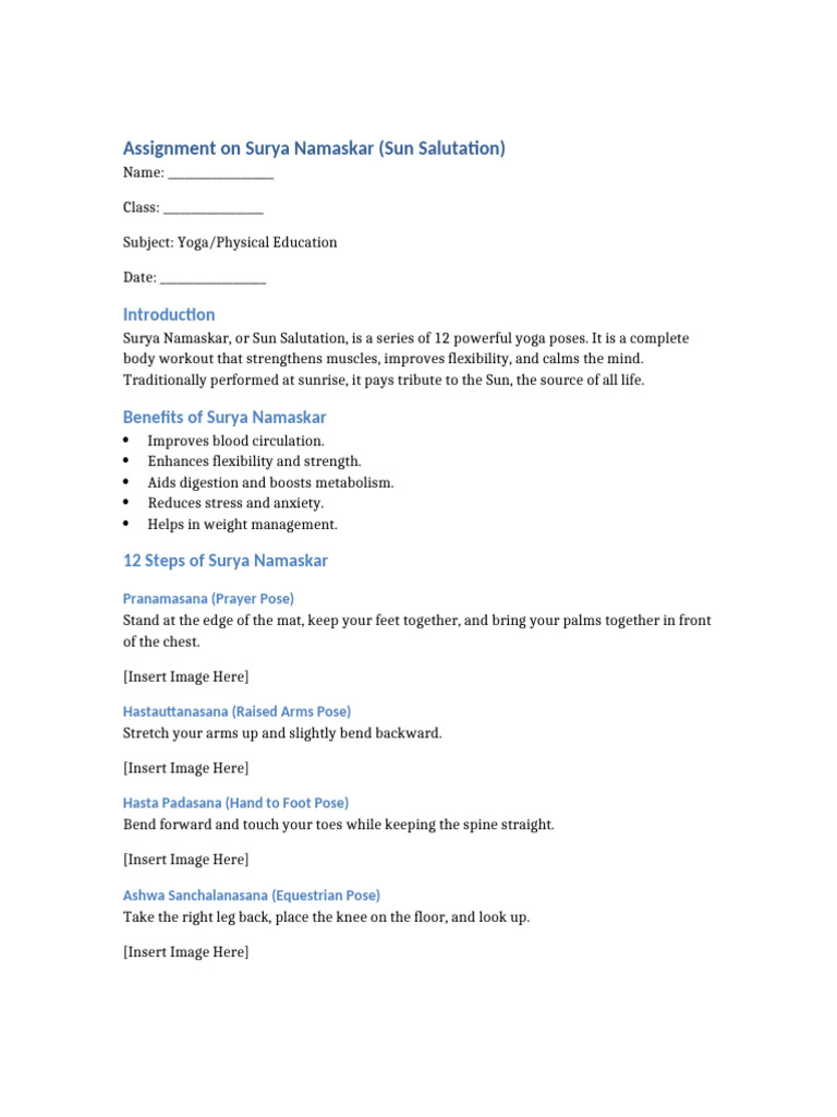 Surya Namaskar Assignment | PDF