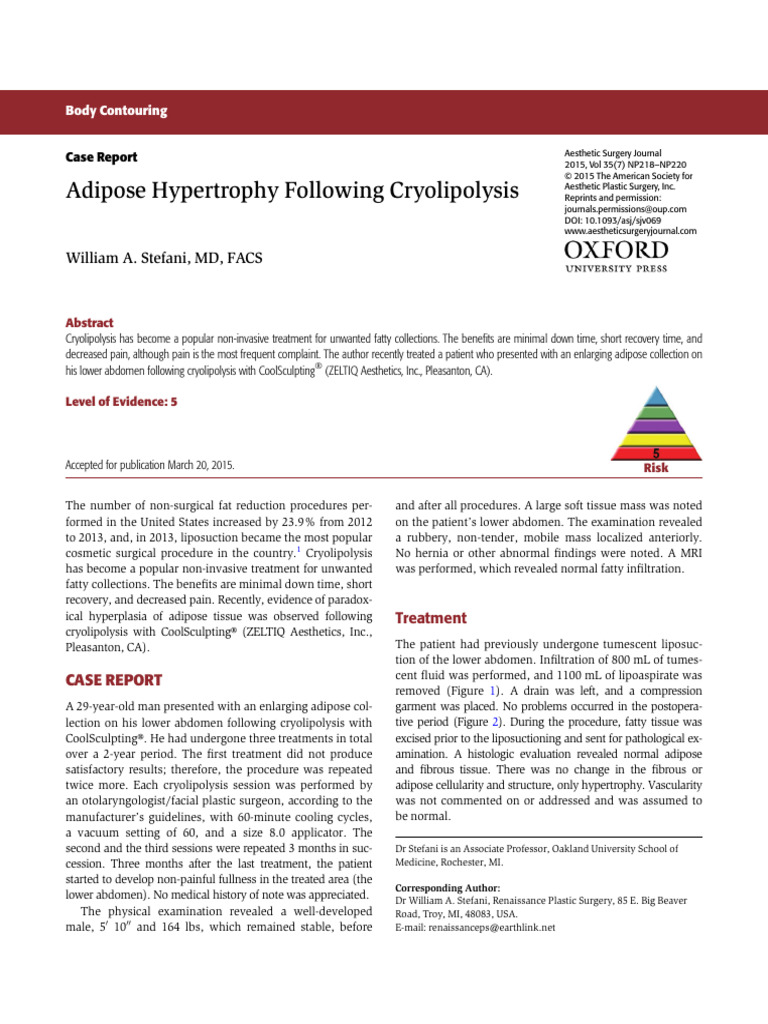 (Cryo) Adipose Hypertrophy Following Cryolipolysis | PDF | Adipose Tissue | Surgery