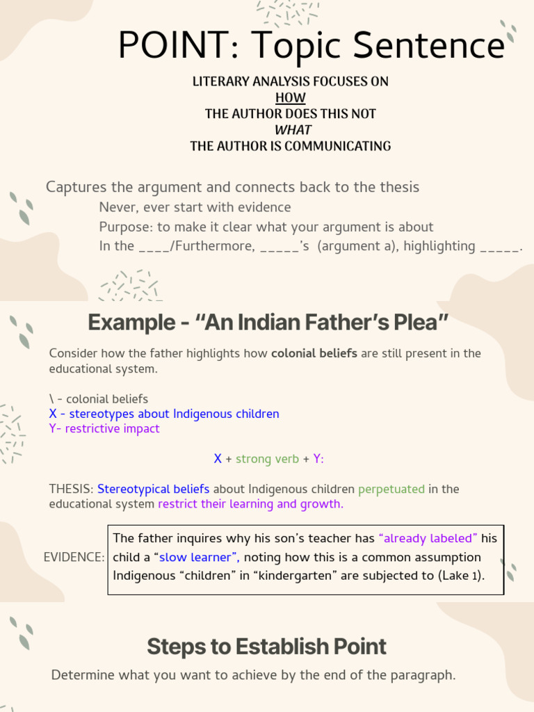 POINT_ Topic Sentence | PDF | Evidence | Stereotypes