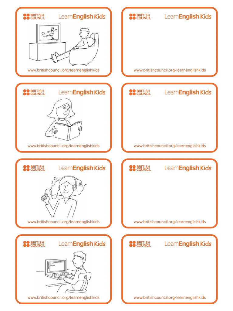 Flashcards Free Time Activities Bw | PDF