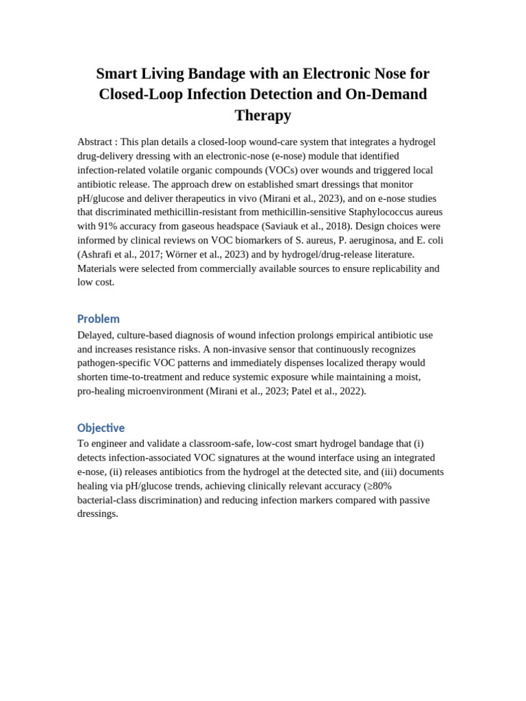 Smart Bandage for Infection Detection | PDF | Staphylococcus Aureus ...