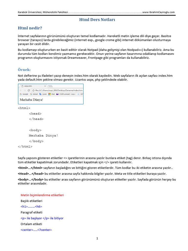 1-HTML Ders Notlari | PDF