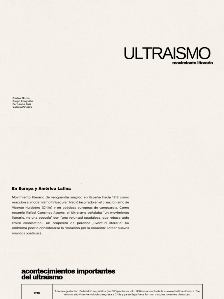 Ultraísmo: Movimiento Literario Vanguardista | PDF | Literatura en ...